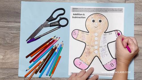 3rd Grade Gingerbread Man Math Craft Addition & Subtraction Practice ...