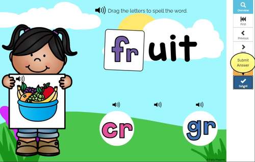 R Blends Phonics Boom Cards™- Distance Learning by Fairy Poppins