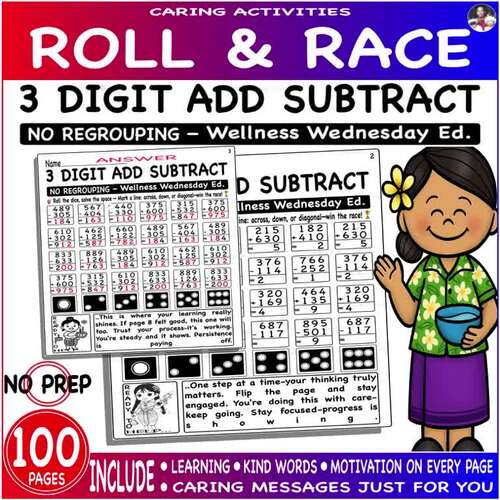 Roll & Race Math Dice Games 3 digit add subtract without regrouping ...