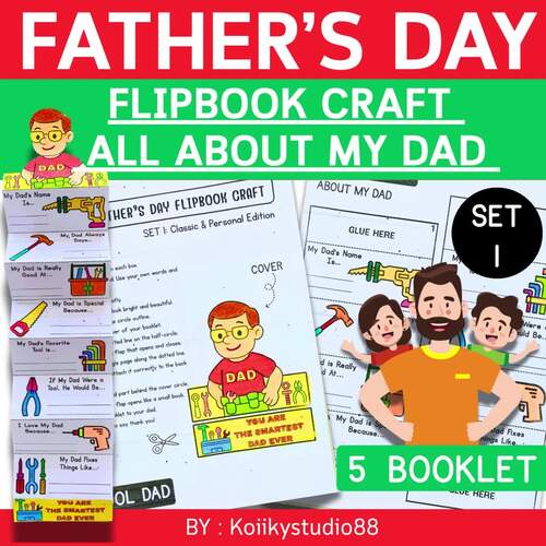 Father’s Day Flipbook Craft All About My Dad Set 1 Tool Hero Coffee ...