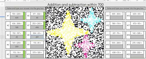 Digital Math Pixel Art | 5th Grade Fluency Addition and Subtraction ...
