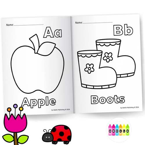 Spring Themed Alphabet Coloring Book for Preschool | Alphabet Coloring ...