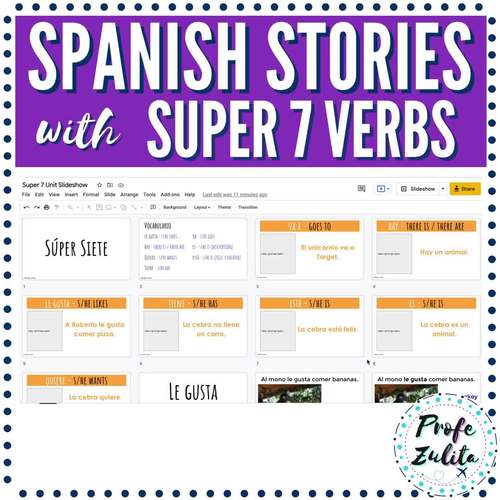 Super 7 Verbs in Spanish Reading & Activities 8 Day High Frequency Unit