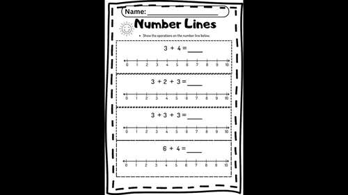 Mathematics Number Line Addition: Worksheet Activities by Taro Creator