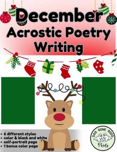 Christmas Activity Acrostic Poetry Writing by DogGoneGood4Kids | TPT