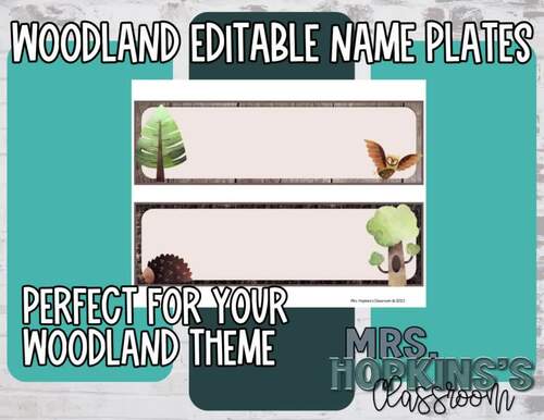Editable Student Desk Nameplates in a Woodland Theme by Mrs Hopkins's ...
