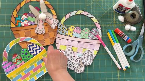 Spring Easter Basket Paper Craft | Easter Egg Coloring Activity | TPT