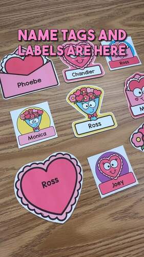 *BUNDLE UP* Valentine Name Tags Labels Editable, Desk Name Tag & Plates ...