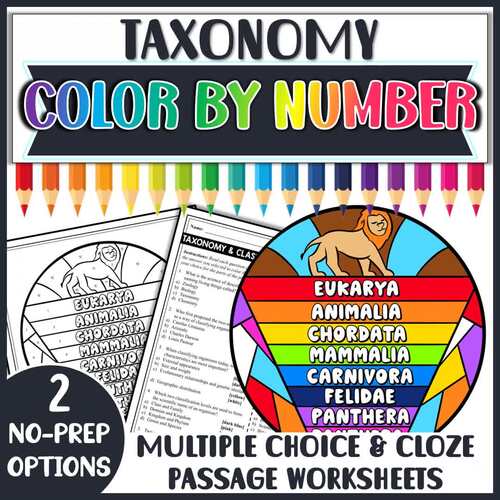 Taxonomy and Classification Color by Number | Biology Review Worksheets ...