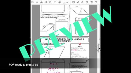 Area of Parallelograms Notes and Practice EDITABLE by The Mix and Match ...
