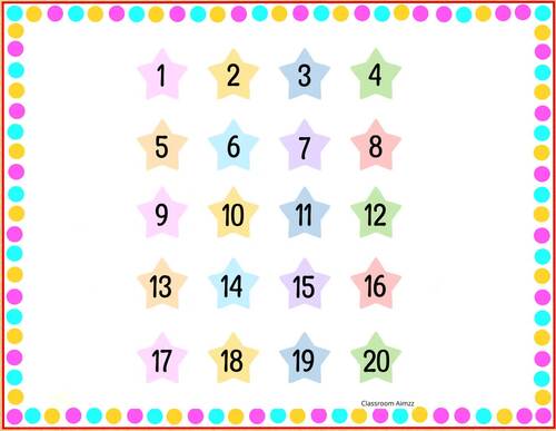 Printable Small Pastel Stars Number Labels, Editable Small Number Label