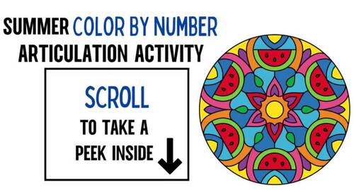 Summer Articulation Mandala Color By Number: SH, CH, TH, J | TPT