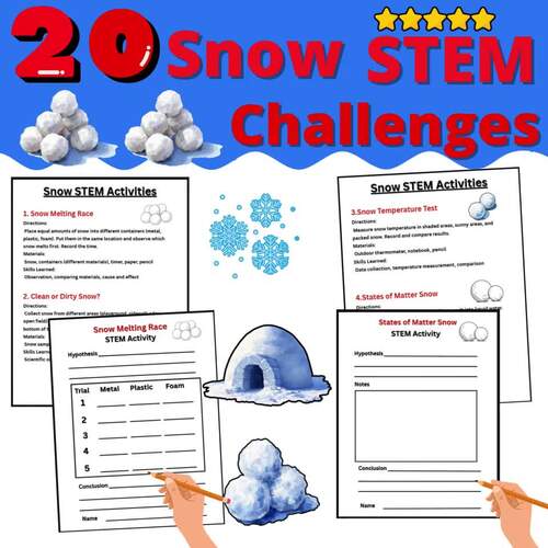Snow STEM Activities Challenges Science Resource Winter by DadsDesigns