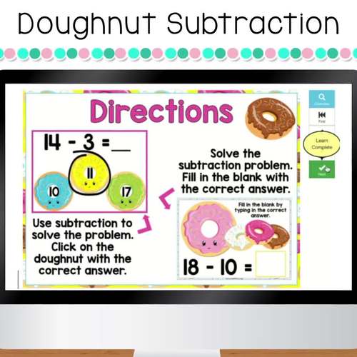 Doughnut Subtraction Fact Fluency Boom Cards™ by K's Classroom Kreations