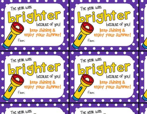 Flashlight End of Year Gift Tag- The year was brighter because of you ...