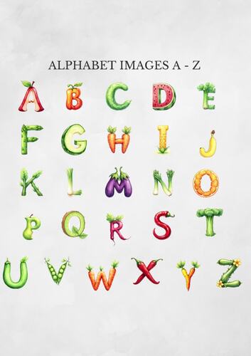 Fruit and Vegetable Alphabet & Numbers Clipart A–Z, 1–9 | Healthy Food ...