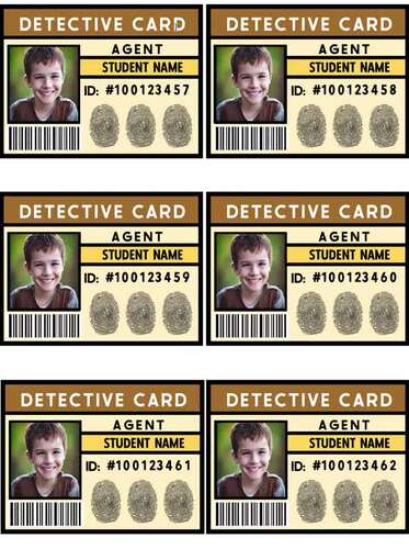Detective Card Badge Editable Template Great for Detective Units or lessons