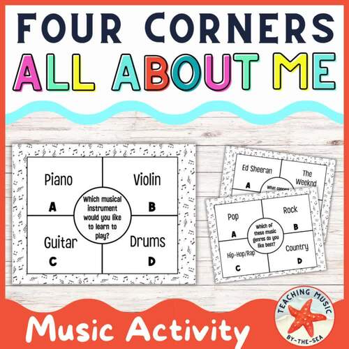 All About Me Music Four Corners Game | Back to School Icebreaker Music ...