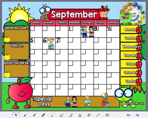 Morning Calendar For MIMIO Board - September (Apples) by mrscortes