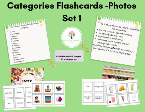 Categories Flashcards -matching word to picture (ABLLS-R aligned)