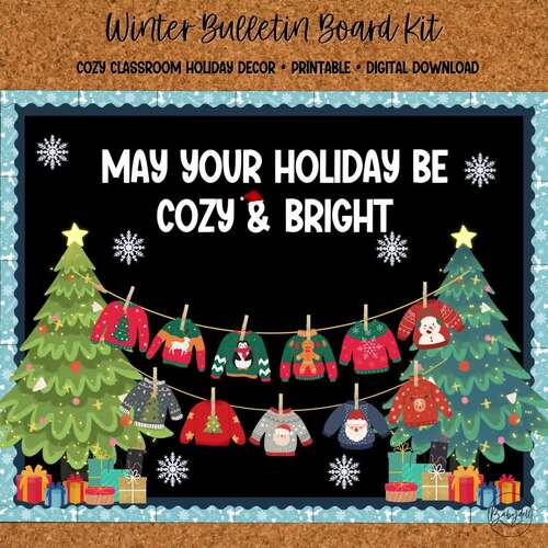 Christmas Bulletin Board Kit: Ugly Sweater Theme | Holiday Classroom Decor