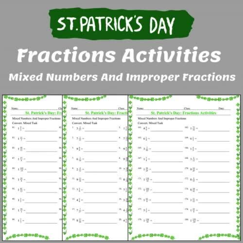 Mixed Numbers And Improper Fractions - Fun St. Patrick's Day Worksheets ...