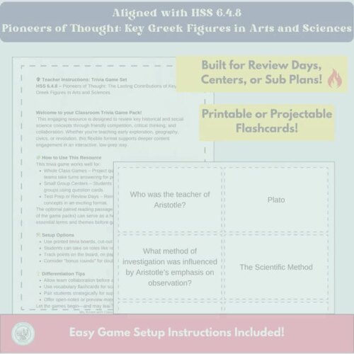 HSS 6.4.8 Trivia Game: Lasting Contributions of Key Greek Figures