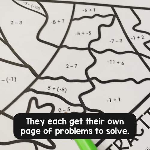 Adding and Subtracting Positive and Negative Integers Color by Number ...