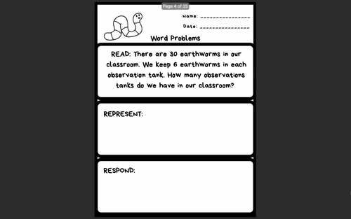 Division Word Problem Printable Worksheets for Spring by Learning Core