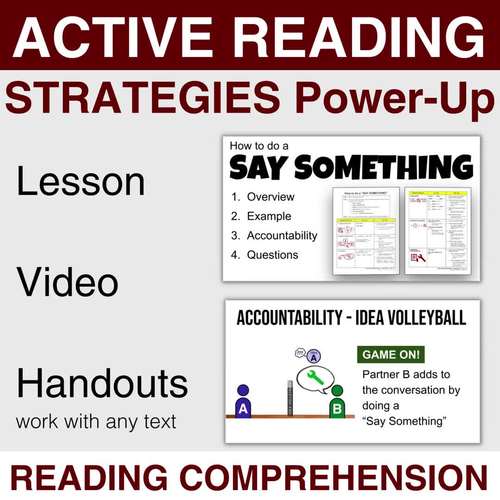 Active Reading Strategies Lesson + Handouts - POWER UP works with any text!