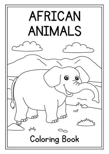 Black White African Animals Coloring Worksheets , Prek ... | TPT