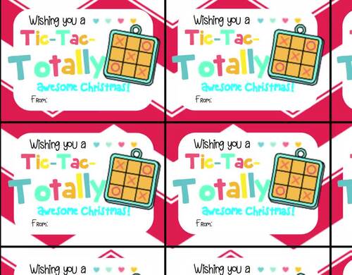 Tic-Tac-Toe Christmas (Holiday) Gift Tag- Wishing you a Tic-Tac-Totally ...