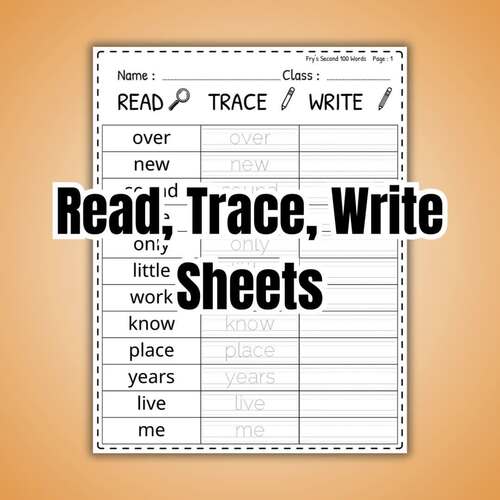 Read, Trace, Write Fry's Second 100 Words : Worksheets, Flashcards ...