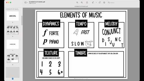 Elements of Music | Printables by musicpluscoffee | TPT