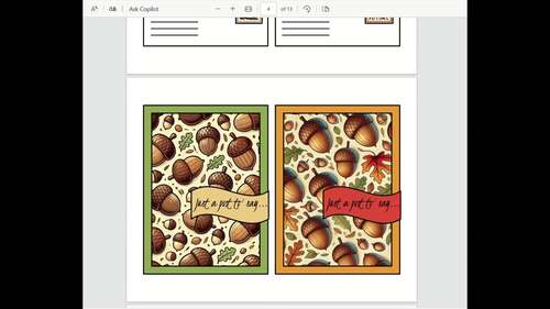 Fall-Themed: Student Postcards by Miss Ps Palette | TPT