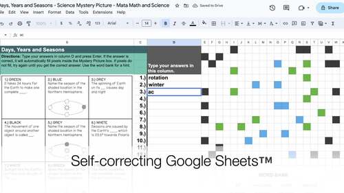 Days, Years and Seasons: Science Mystery Picture by Mata Math and Science
