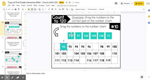 Counting to 120 First Grade Math Activity for Google Slides | TpT