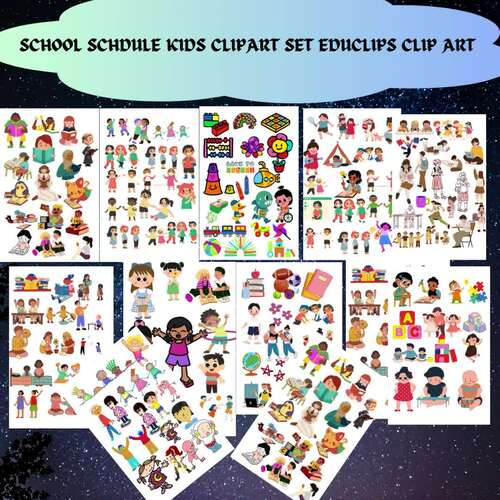 School schedule kids clip art set (educlips clipart) by EDUCATION IS FUN
