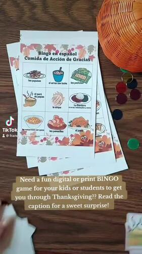 Spanish Thanksgiving Bingo Game Print and Digital Versions | TPT