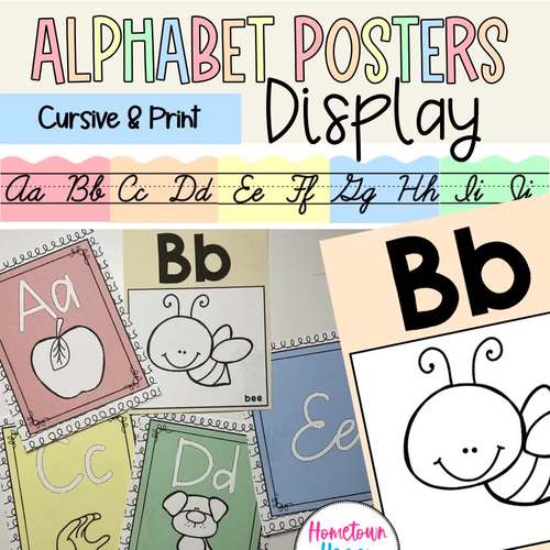 Pastel Classroom Decor Alphabet Posters - Cursive & Print | TPT