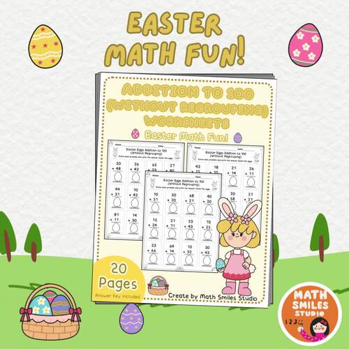 Easter Eggs Addition to 100 (Without Regrouping) | 2-Digit Addition ...