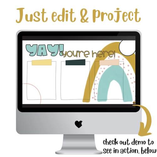 Daily Agenda Slides Editable English Spanish Boho Rainbow Back to School