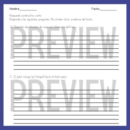 La Vida de los Delfines –Comprensión de Lectura Informativa ...