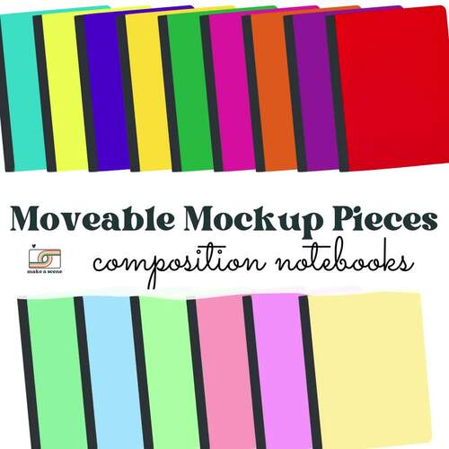 Colorful Composition Notebook Images Mockup Movable Images | PNG files