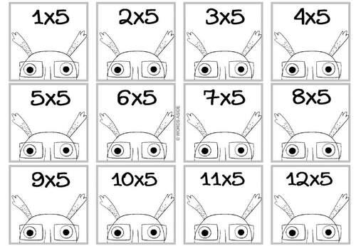 Multiplication Flash Cards Coloring Monsters by Words Aside | TPT