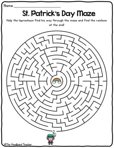 St Patrick's Day Maze Puzzles by The Headband Teacher | TPT