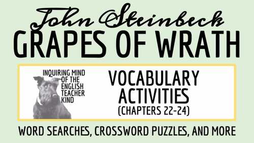 Grapes of Wrath Chapters 22, 23 & 24 Vocabulary Games | Crossword ...