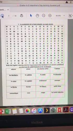 La Saint-Valentin: Grade 4-8 Core French Valentine's Day Activity Booklet