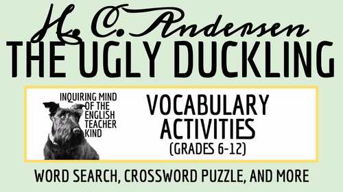 "The Ugly Duckling" by Hans Christian Andersen Vocabulary Games for ...