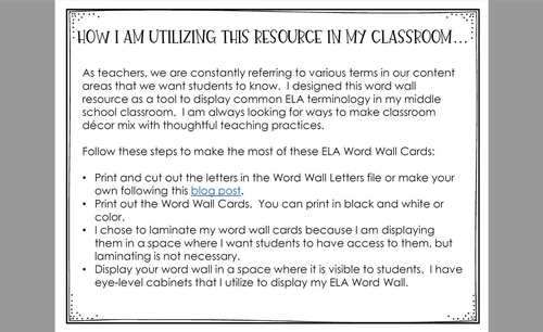 Editable ELA Word Wall for Middle School | TpT